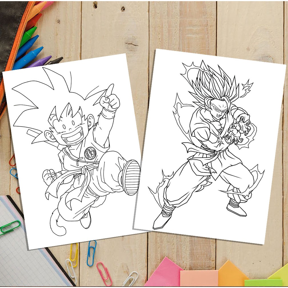 Dragon Ball - Set of 20 A4 A5 Coloring Pages for Wax, Pencil Coloring ...