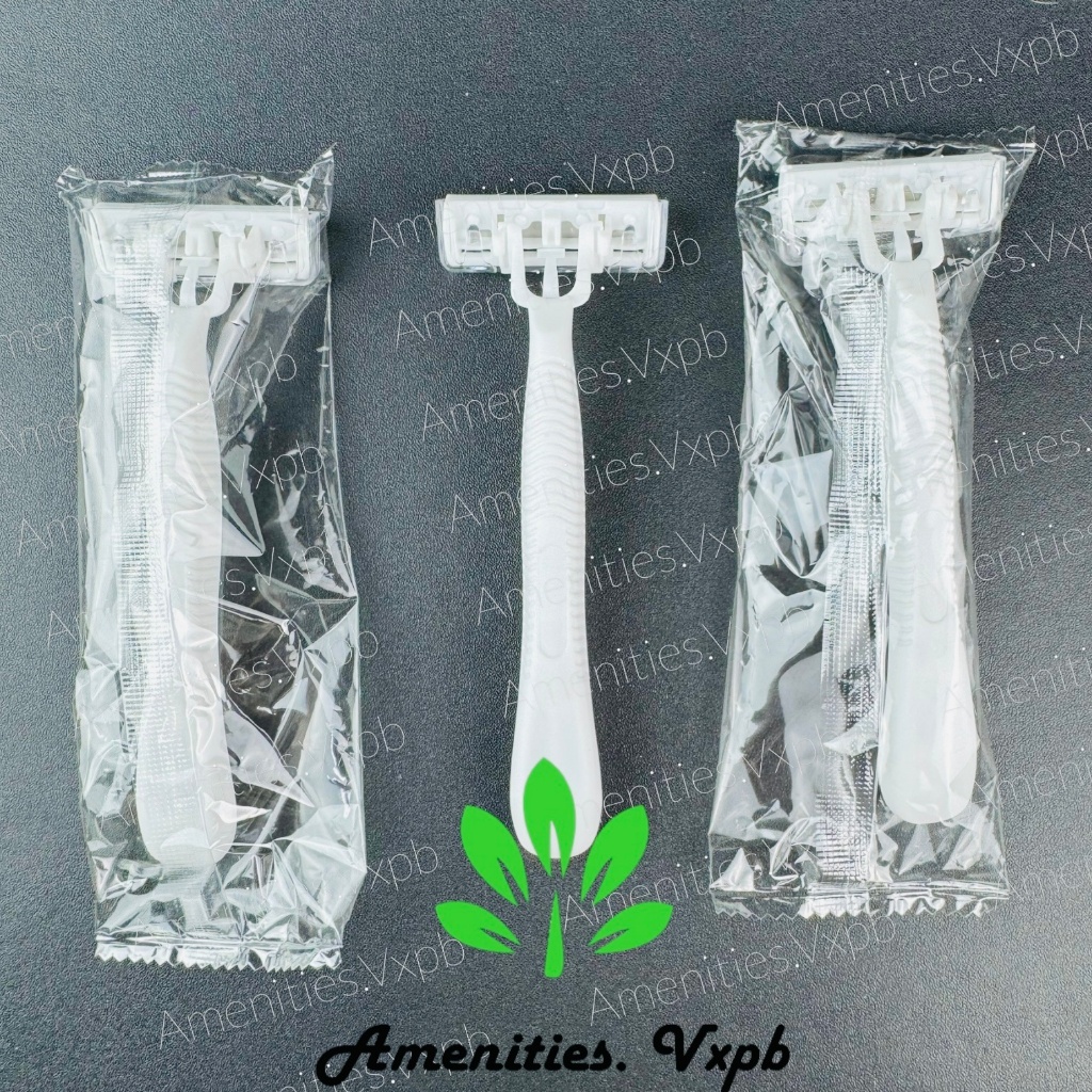 Combo of 100 razors with 3 curved plastic handles packed in plastic ...