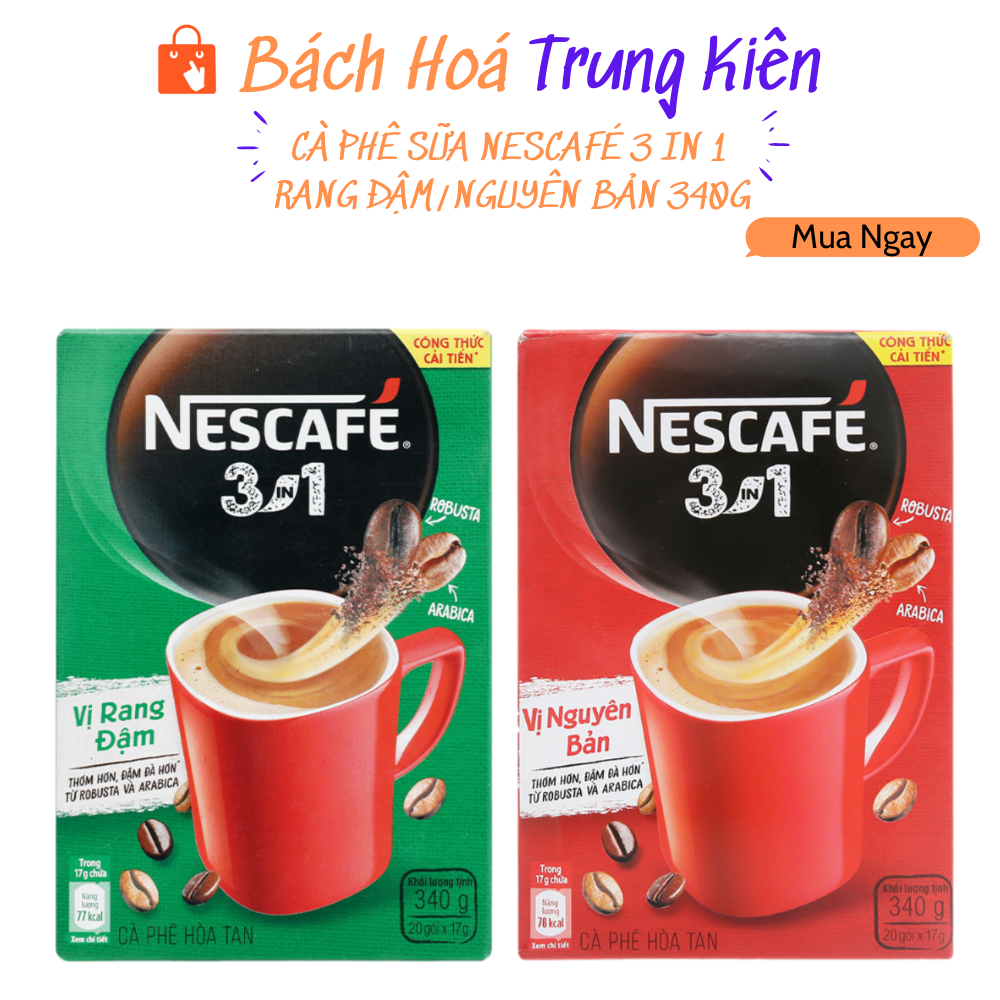 Nes Cafe 3in1 Coffee Dark Roast Flavor / Original box 340g (20 packs x ...