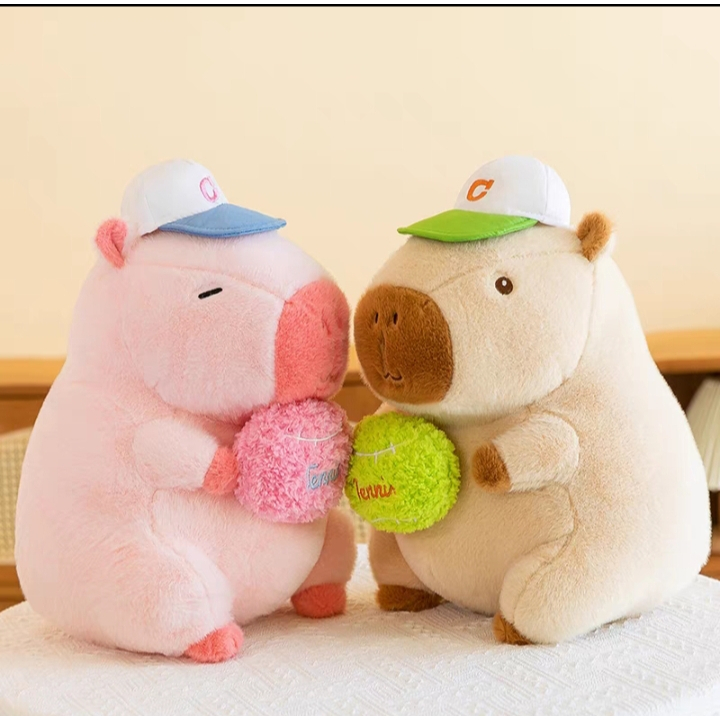 Capybara hugs Tennis ball [Wind up] Made From Rabbit Fur Plush Elephant ...