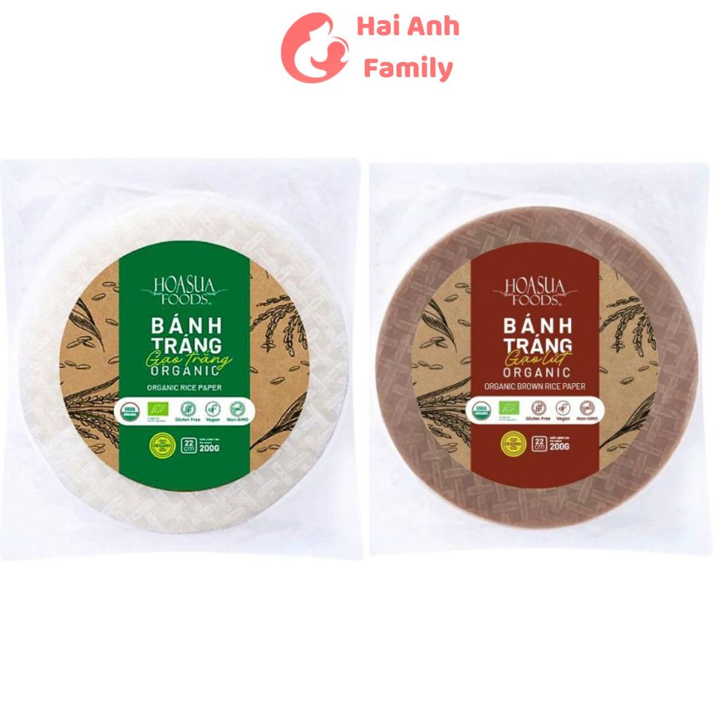 Hoa Sua Organic Rice Paper 200g (Package) - White Rice Paper/ Brown ...