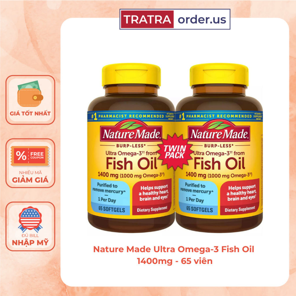 Nature Made Ultra Omega-3 Fish Oil 1400mg (65 capsules) | Shopee Singapore