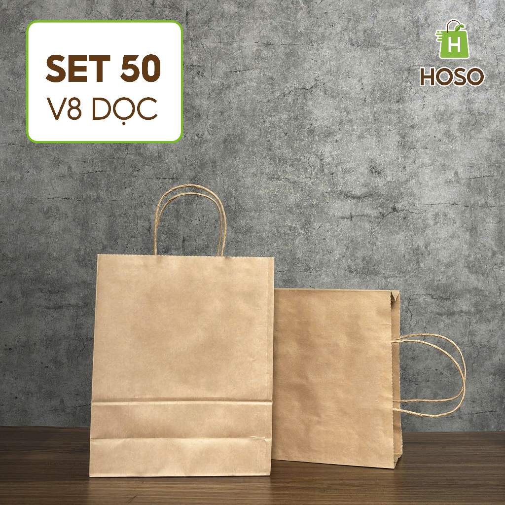 50 Brown Japanese V8 kraft paper bags for clothes, cement bags for food ...