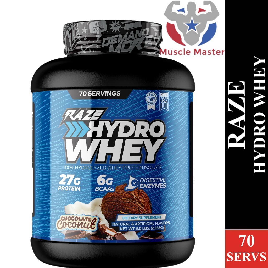 [New] 100% Hydrolyzed WHEY Isolate Powder + ENZYME Digestive RAZE HYDRO ...