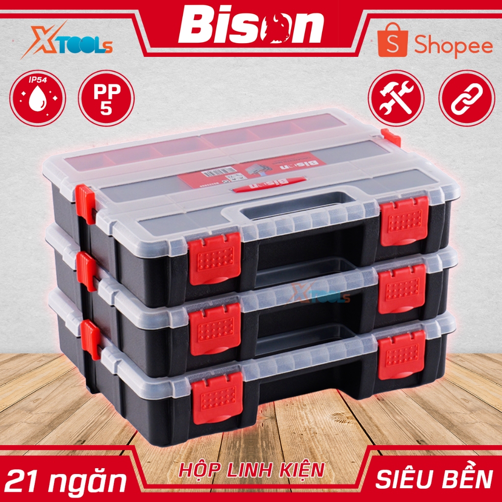 Bison plastic parts storage box with many convenient compartments for ...