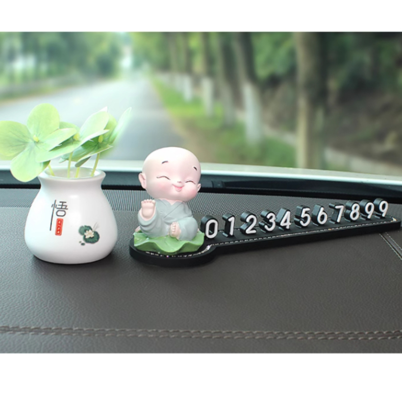 Phone number plate for car dashboard with pictures of cute little monks ...