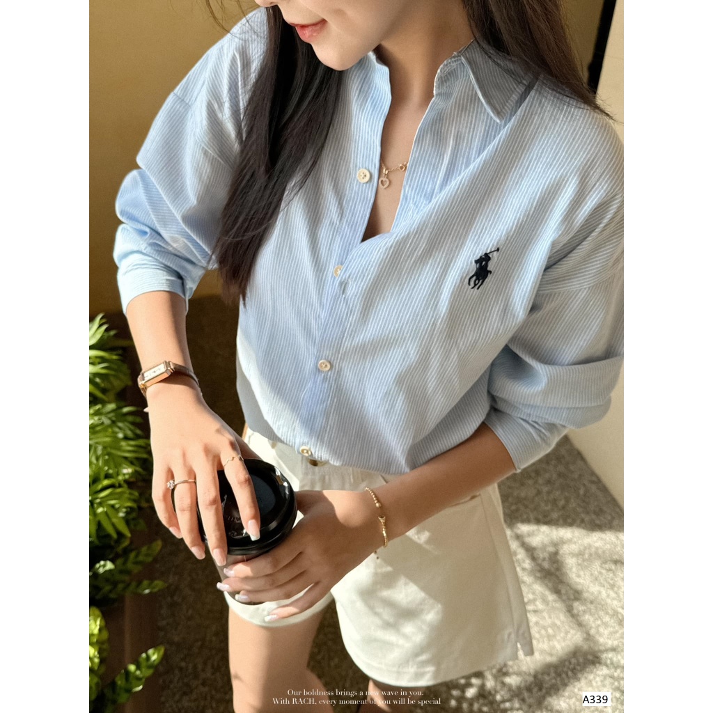 BARE_Women's Loose Embroidered Horse Plaid Shirt, Easy to Wear, Easy to ...