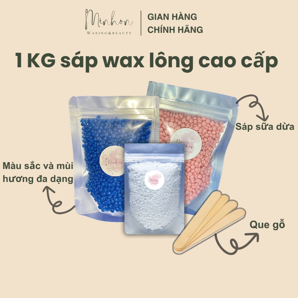 Hair wax 1Kg bag, Minhon waxing coconut milk scent, Slingshotch hair removal, bikini beard, arms ...