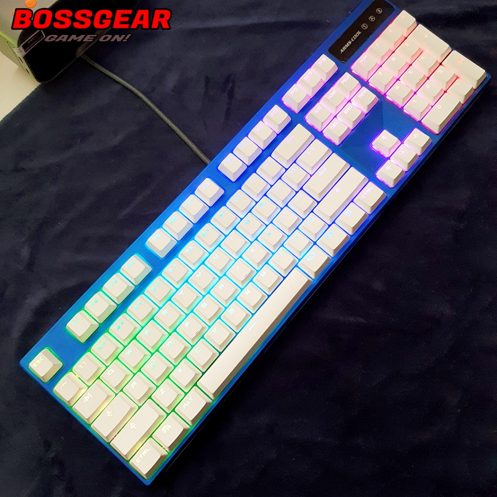 Mechanical keyboard HK107 RGB in Blue White, RGB LED, Fullsize 107 keys ...