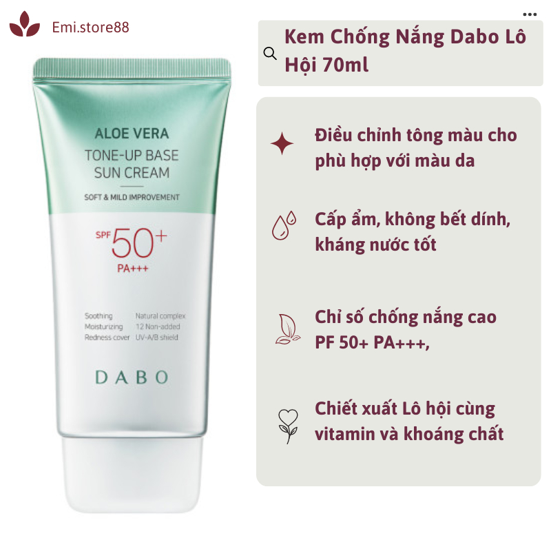 Dabo ALOE VERA tone-UP Korean Sunscreen for skin care and tone lining ...