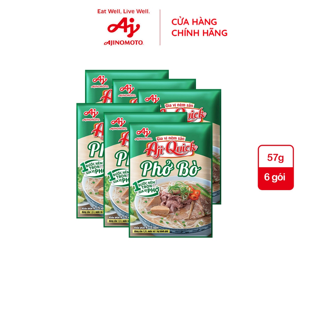 Combo of 6 Aji-Quick Beef Pho Pre-Seasoned Seasoning Packets 57g/Pack ...