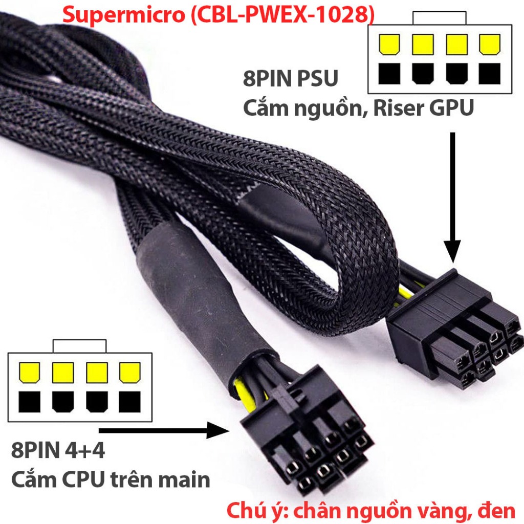 Supermicro 8-Pin CPU to 8-Pin CPU 80cm GPU Power Cable (CBL-PWEX-1028 ...