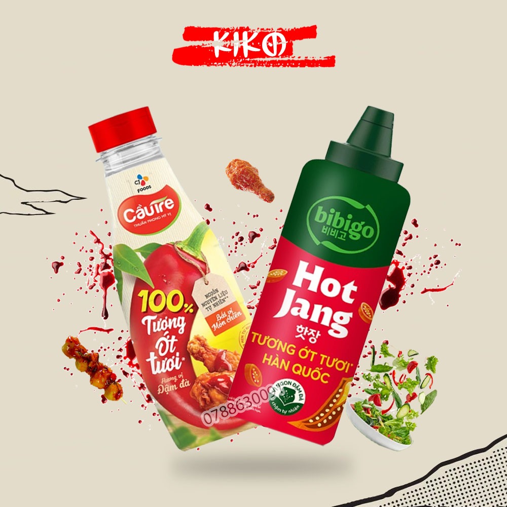 Bibigo Hot Jang Korean Chili Sauce (240g) & Cau Tre Fresh Chili Sauce ...