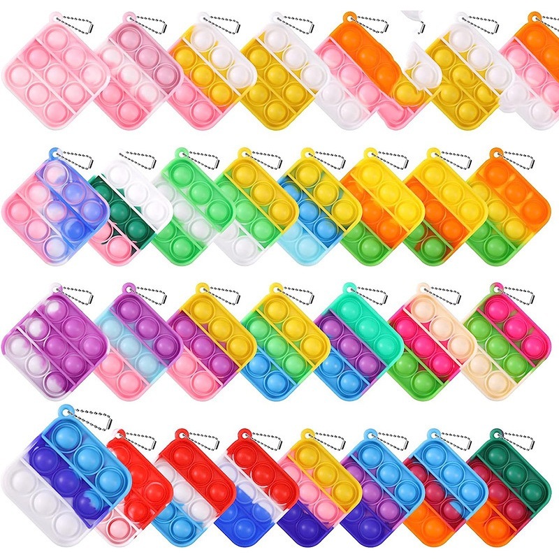 Pop it Toy Fidget Popper Keychain - Stress Relief Silicone (Keychain ...