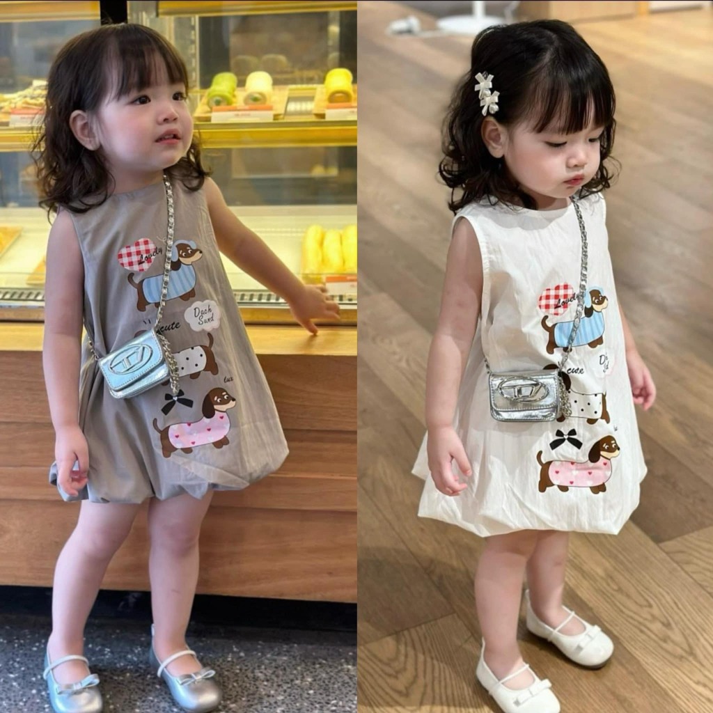 Girl's dress Sleeveless Bomb shape with animal print for high-end girls ...