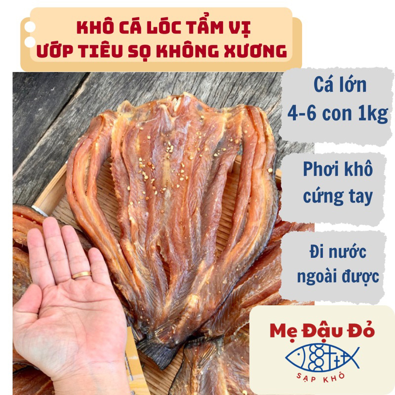 Dried snakehead fish marinated with boneless skull pepper, weight 1kg Mother Dau Do dry stall ...