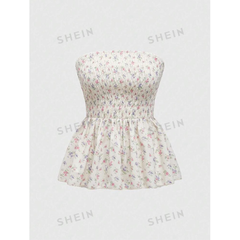 Cute little floral puffy tube top (size chart last photo) | Shopee ...