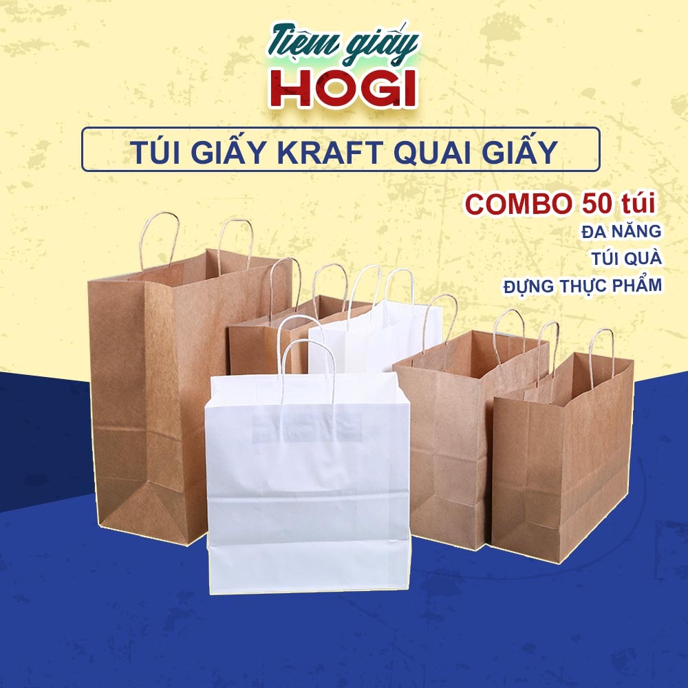 50 Plain kraft Paper Bags HOGI Paper Straps, Cement Paper Bags With ...