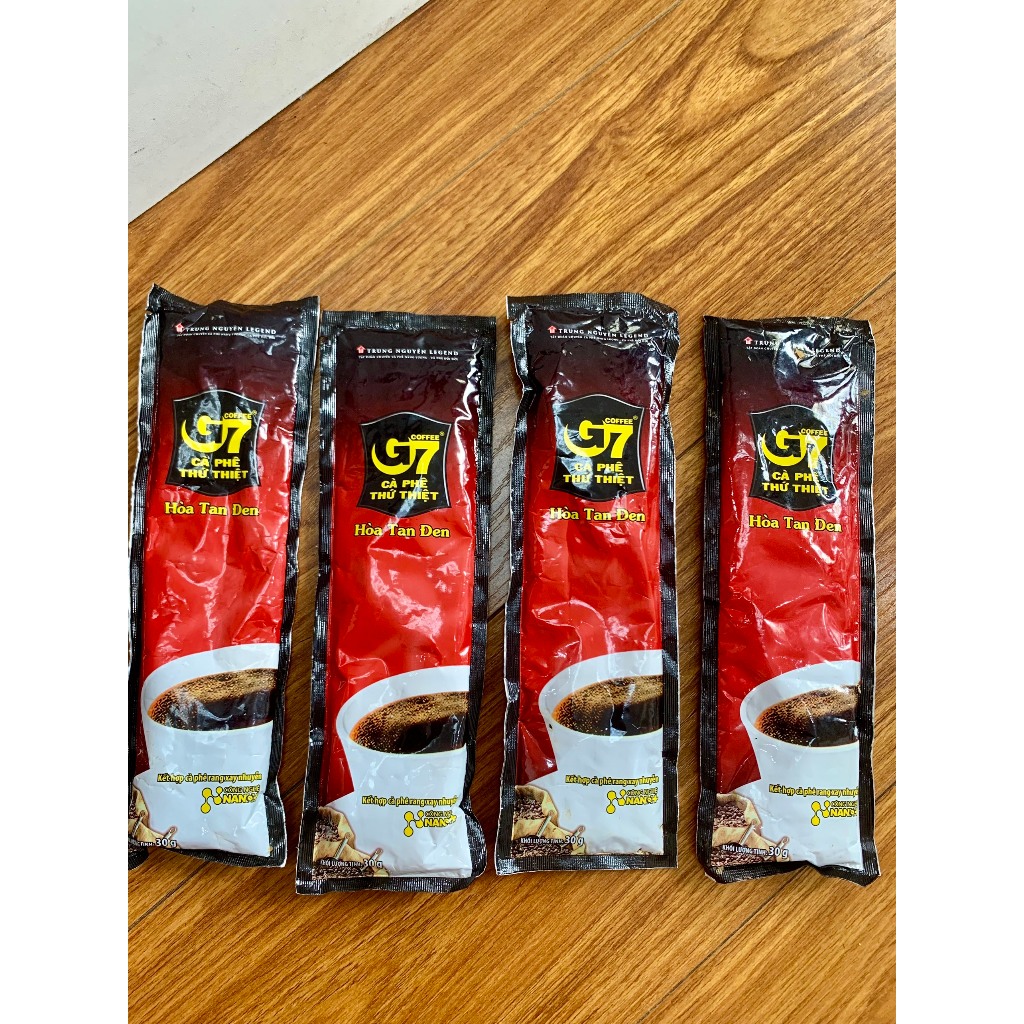 Set of 10 packs of G7 black instant coffee, large pack of 30g, aviation ...