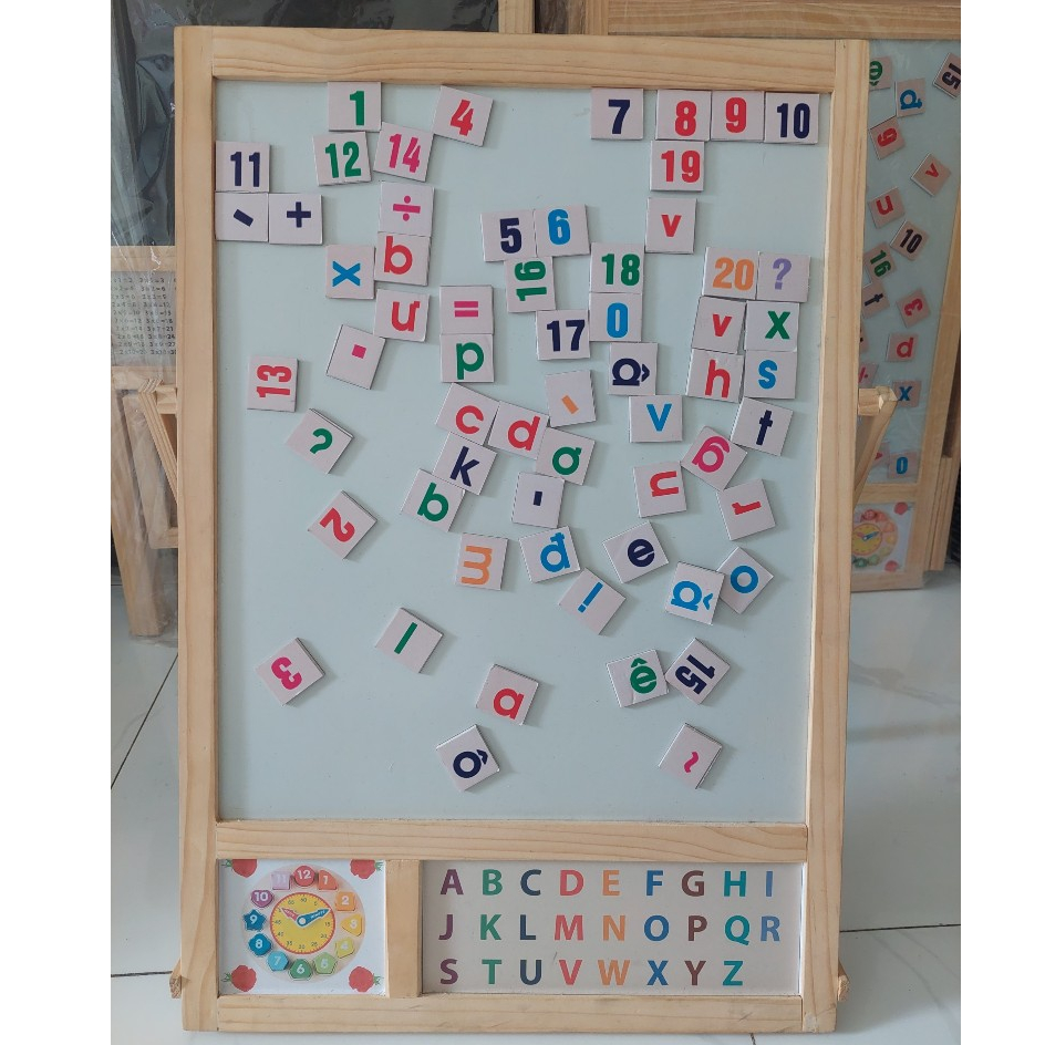 2-sided wooden smart learning board for children, comes with a set of ...