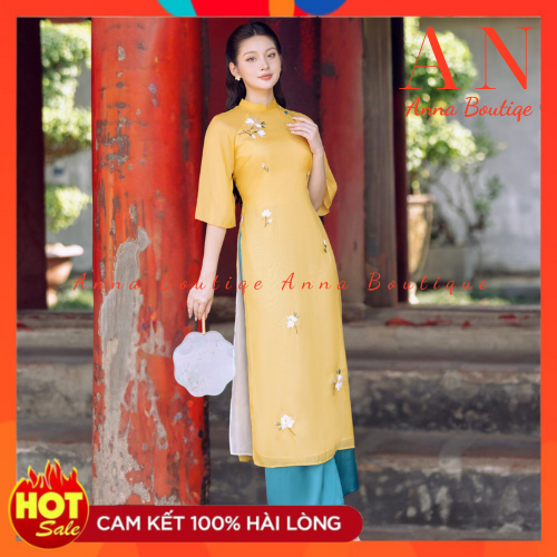 Modern Moc Lan ao dai, 2-sleeved ao dai made of soft 2-layer silk ...