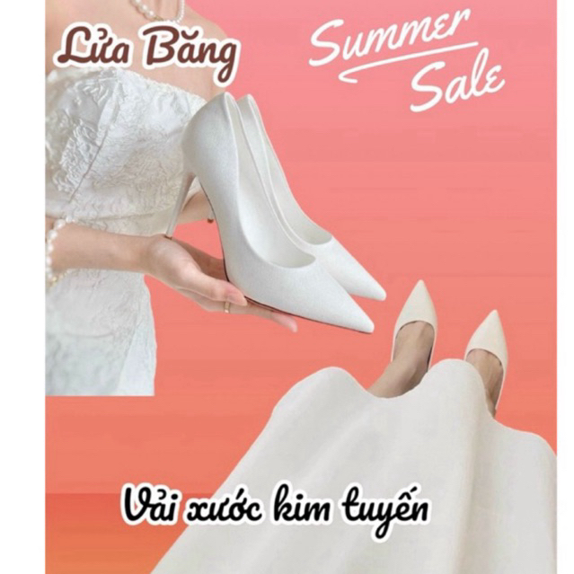 New white stiletto heels made of brocade bird's nest fabric with 9P ...