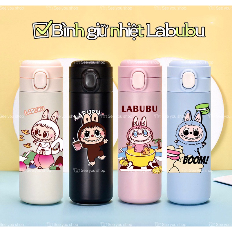 Labubu Cute Monster Thermos Bottle 420ml 304 stainless steel | Shopee Singapore