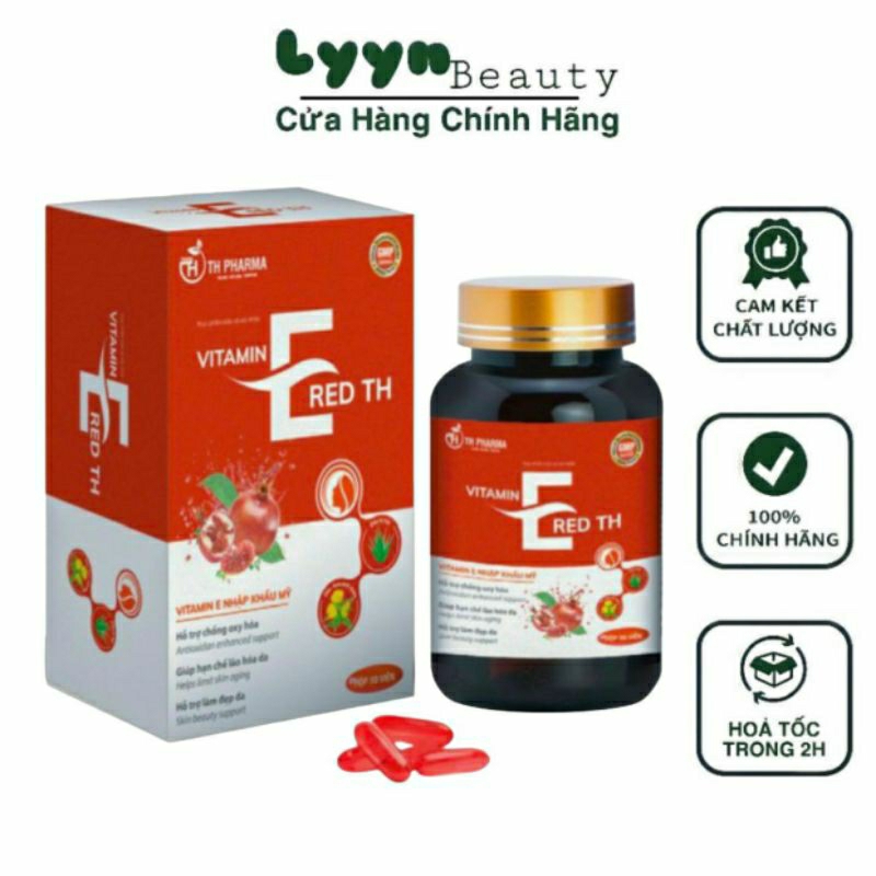 Red TH Vitamin E Vitamin E pills help slow down the aging process (Box ...