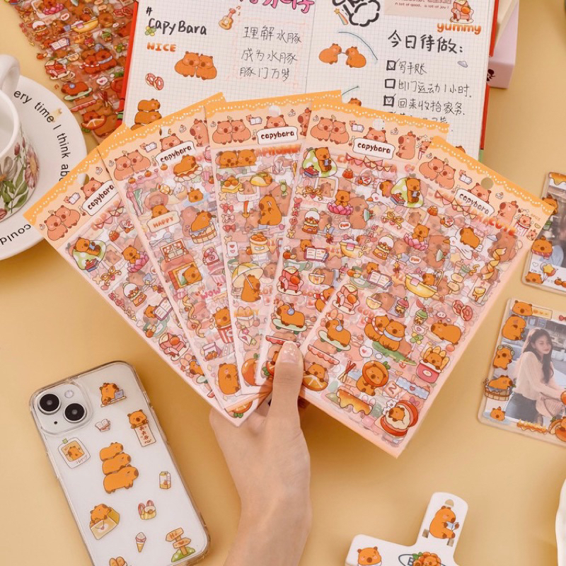 Set of 6 stickers of Capybara, Labubu, Loopy Pig Pucca's Choice ...