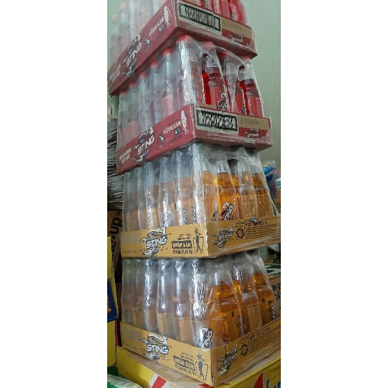 1 Carton Of STING Red Booster Water, Yellow STING (Box Of 24 Bottles x ...