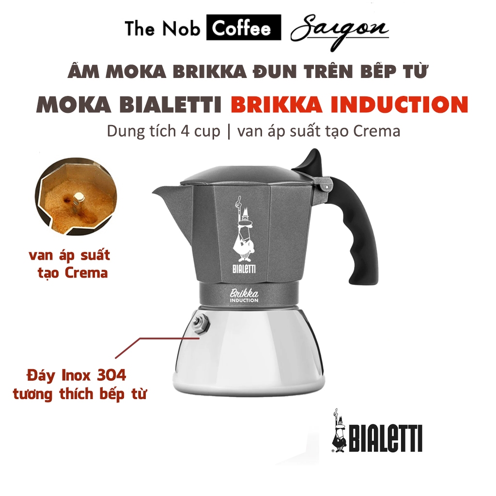 Moka Bialetti Brikka Induction 4 cup Kettle | Brikka Warm Version Has A Booster Valve That Can ...