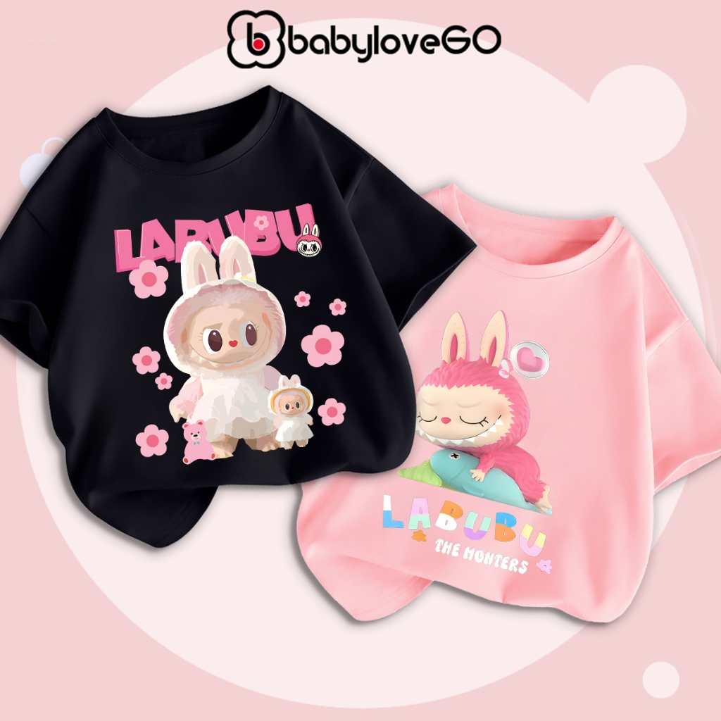 BabyloveGO girls' t-shirt, cute LABUBU printed t-shirt, made of ...