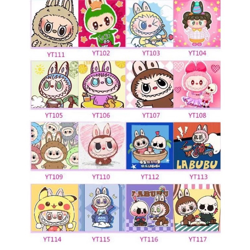 Beaded Diamond Painting Labubu Digitized Coloring Painting Wooden Frame ...