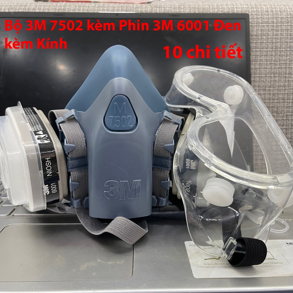 3M 7502 gas mask combined with 3M 6001 filter (Black filter ...