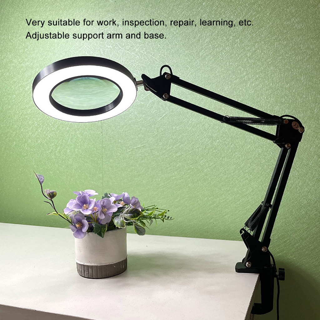 10x Magnification Desktop Magnifier with 12W Led Light and Clip ...