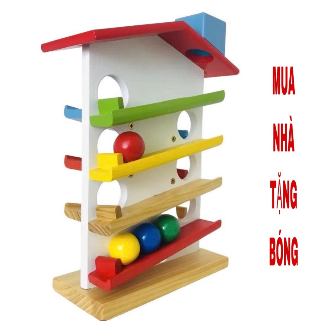 Ball house toy, release 4 Vietnamese wooden balls, rolling ball toy and ...