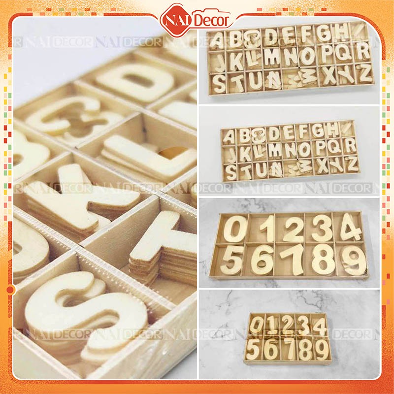 Set of 156 Letters, 60 Numbers Wooden Deer Decor Diy Accessories Letter ...