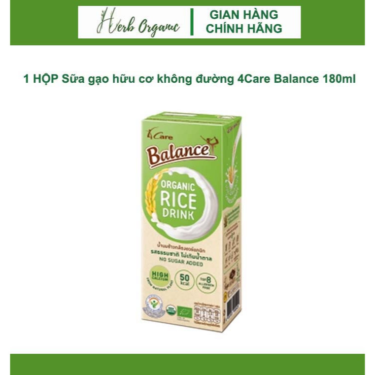 1 BOX 4Care Balance Organic Unsweetened Rice Milk 180ml | Shopee Singapore