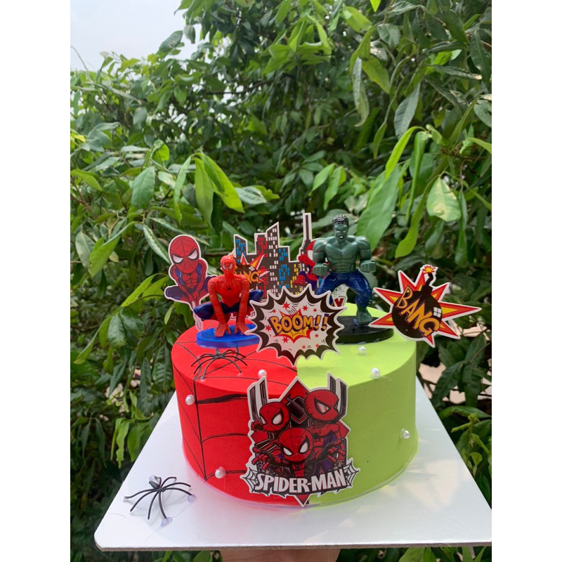 Fake birthday cake - model birthday cake - spiderman superhero | Shopee ...