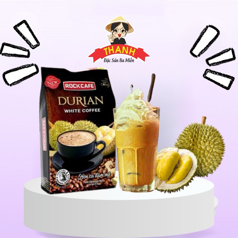 30 Packs of Durian coffee - 30 Packs of Rockcafe Rock cafe Coconut coffee Durian Flavor - White ...