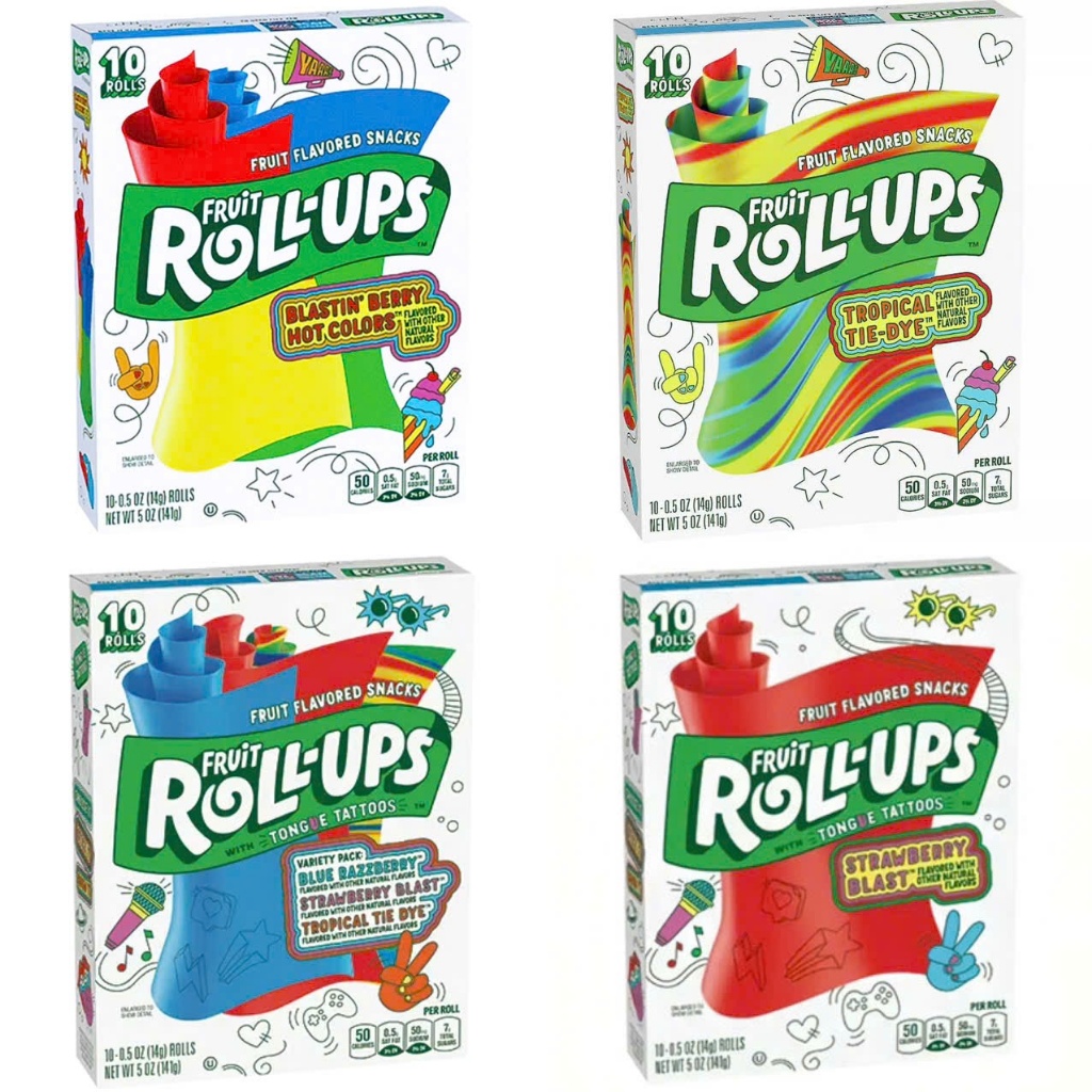 Fruit Roll-Ups & Fruit By The Foot-Ice Cream Rolled Gummies 141g & 256g ...