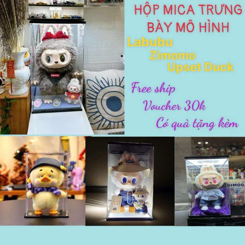 Labubu POPMART MODEL CASE - ZIMOMO - DISPLAY MICA BOX WITH LIGHT ...