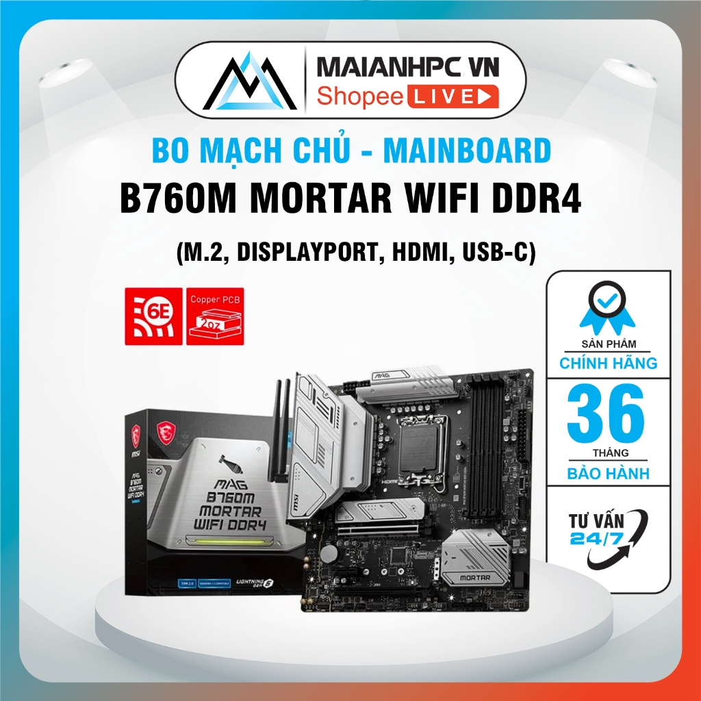 Motherboard MSI MAG B760M MORTAR WIFI DDR4 (M.2, DisplayPort, HDMI, USB ...