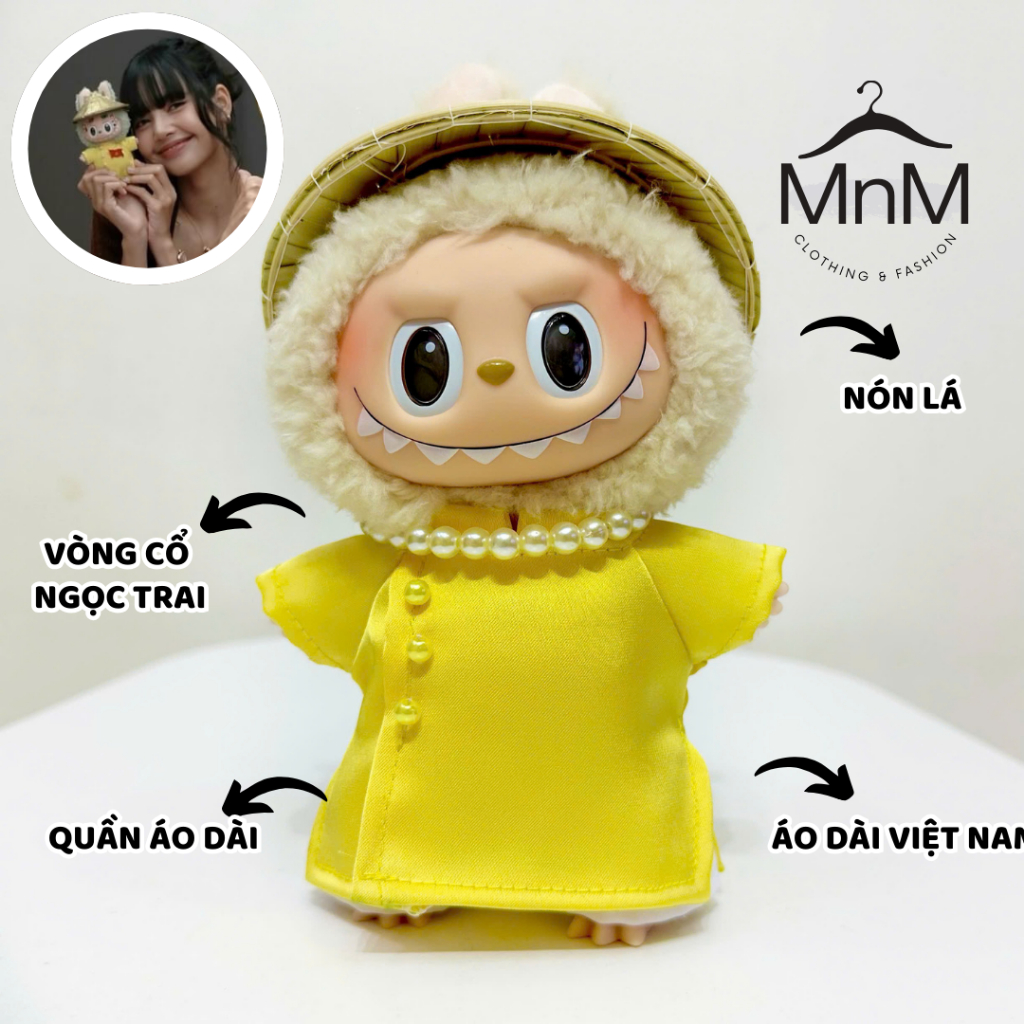 Labubu ao dai specifically designed for Labubu 17cm - Conical hat ...