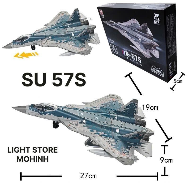 Su 57S AIRCRAFT ASSEMBLY TOY PEARL BLUE WITH WHEELS WITH RACK ...