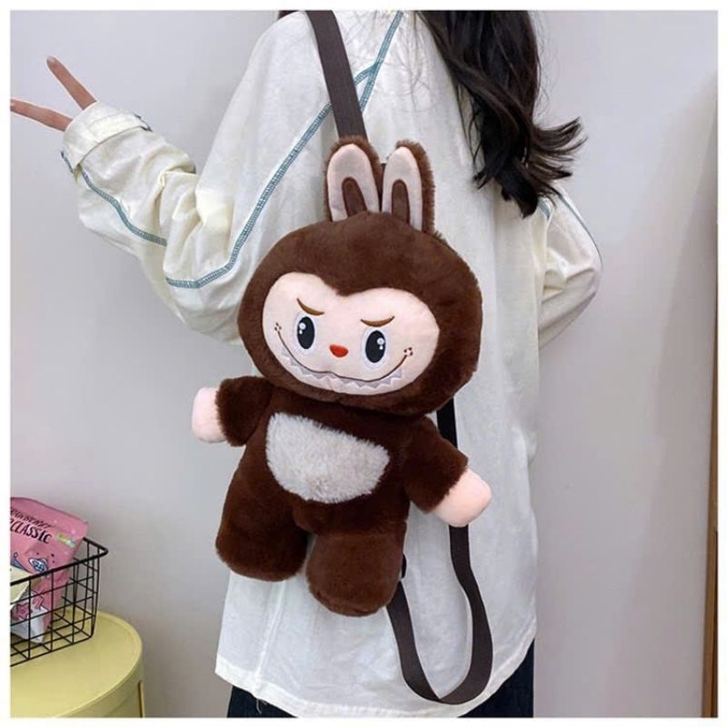 Labubu teddy bear backpack, cute plush backpack | Shopee Singapore