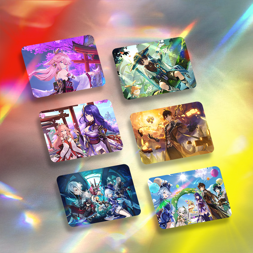 Genshin IMPACT, CORNERED CARD, GENSHIN Raiden Shogun Zhongli Kazuha ...