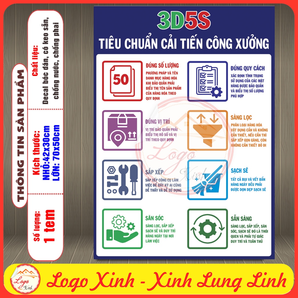 5s Rules Decal, 3D 5S Standard Factory Improvement Standards for ...