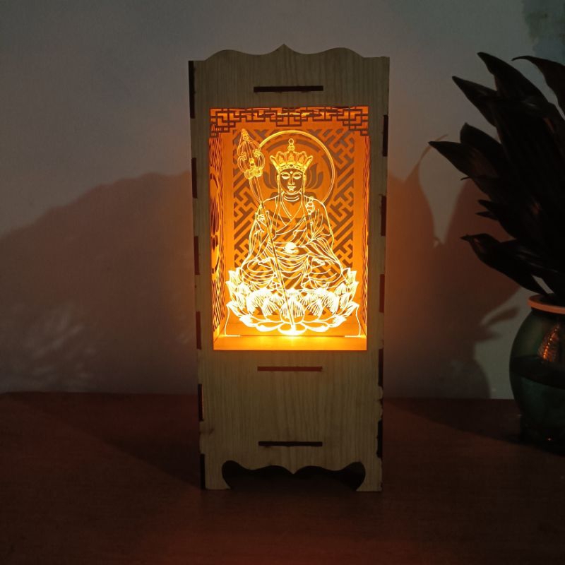 Mini wooden altar room led light set with cut patterns | Shopee Singapore