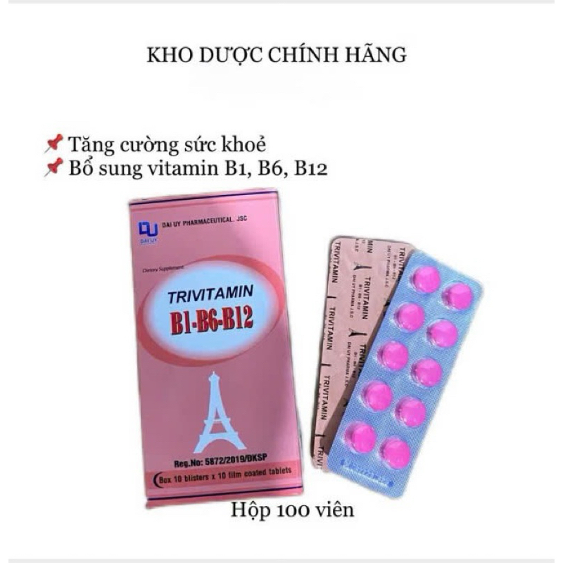 Trivitamin 3B box of 100 tablets - vitamin B1- B6 - B12 supplement ...